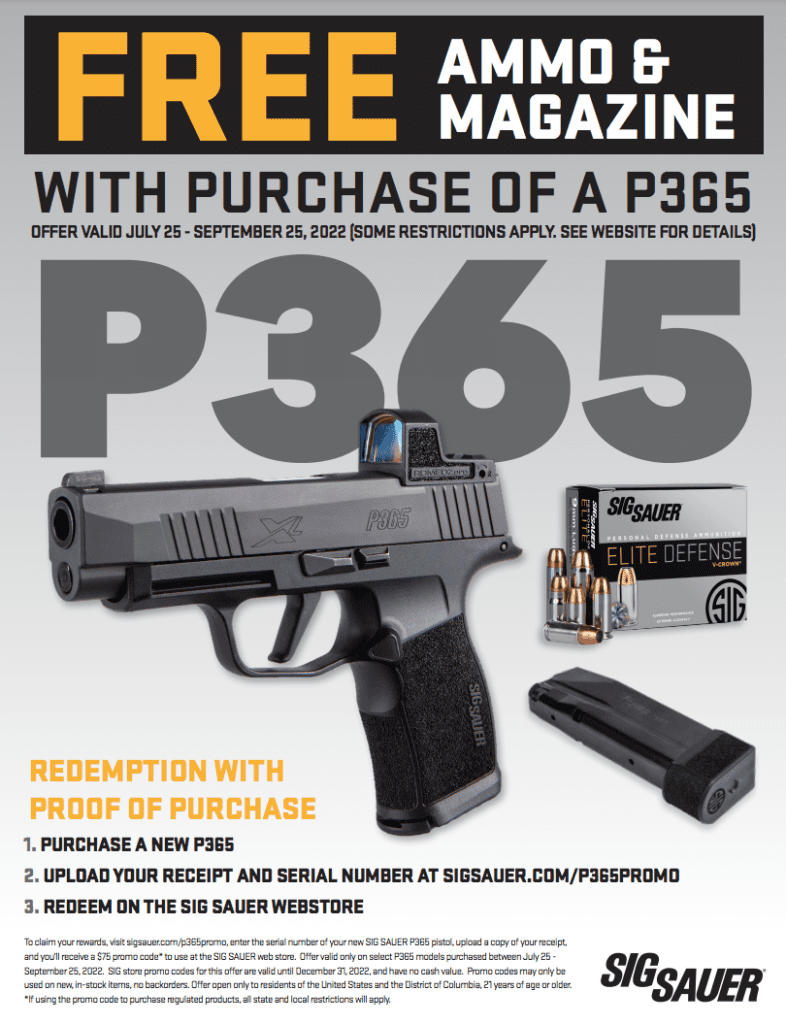 Sig Sauer P365 Promo - Free Ammo & Magazine | H&H Shooting Sports