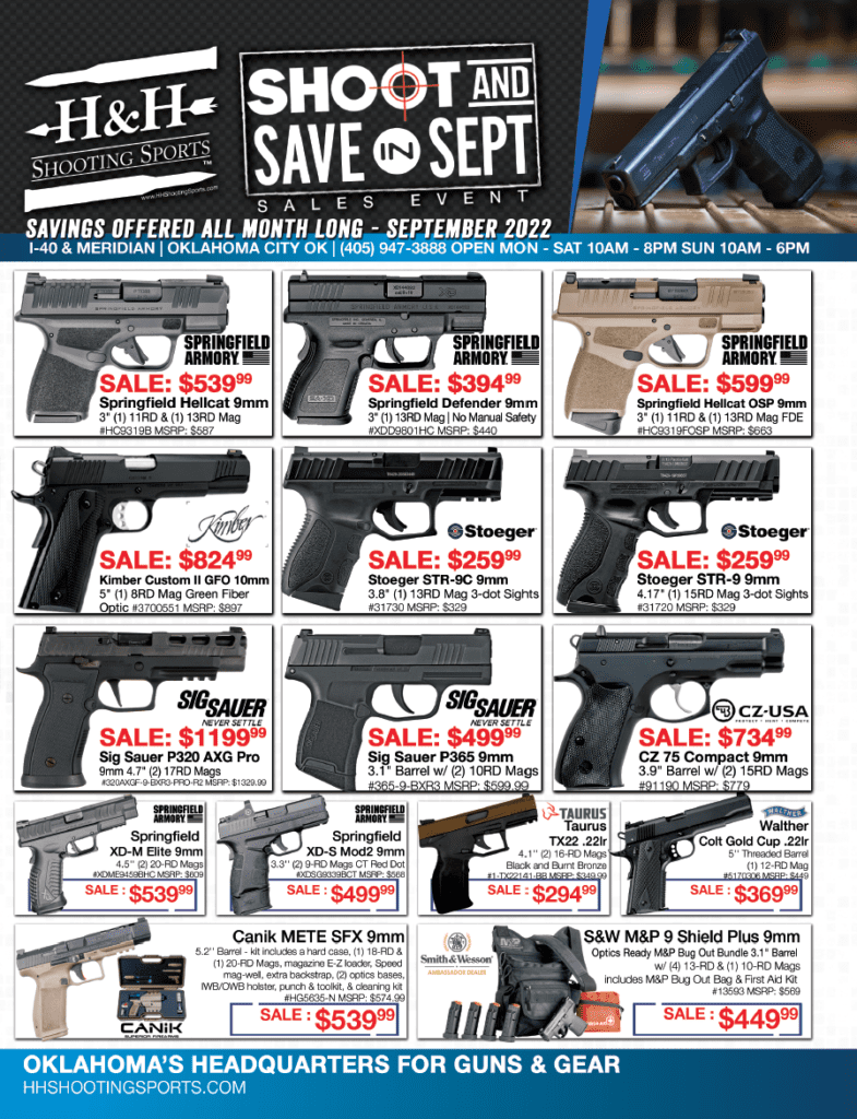 Shoot and Save in Sept Sales Event | Oklahoma City | H&H Shooting Sports