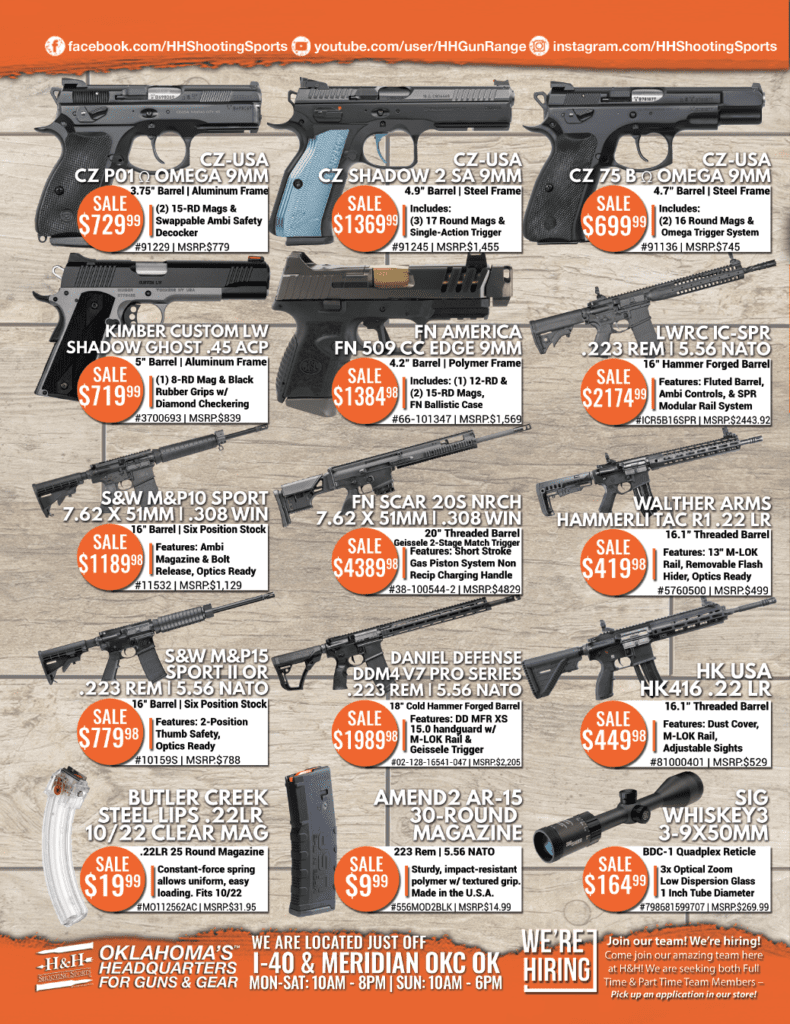 Guns & Gear Sales Event 2022 in Oklahoma - H&H Shooting Sports