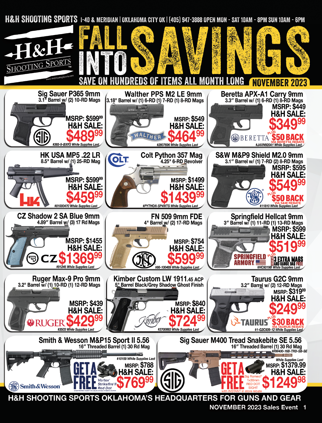 Fall Into Savings November 2023 Sales Event | H&H Shooting Sports – H&H ...